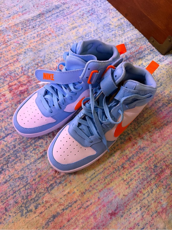 Nike | Shoes | New Nike Hightop Sneakers In Light Blue And Orange ...